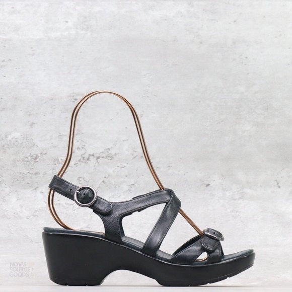 Dansko | Shoes | Dansko Julie Womens Size 36 556 Us Black Leather Slingback Wedge Sandals | Poshmark